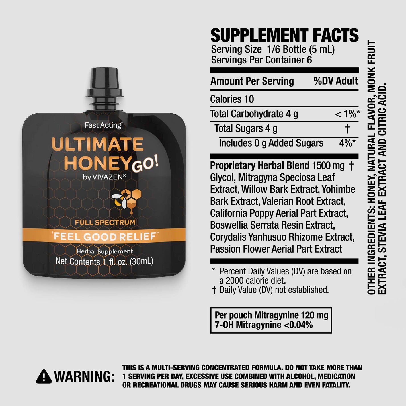 Ultimate Honey Kratom Pouch - 12 Pack Display – Vivazen Direct